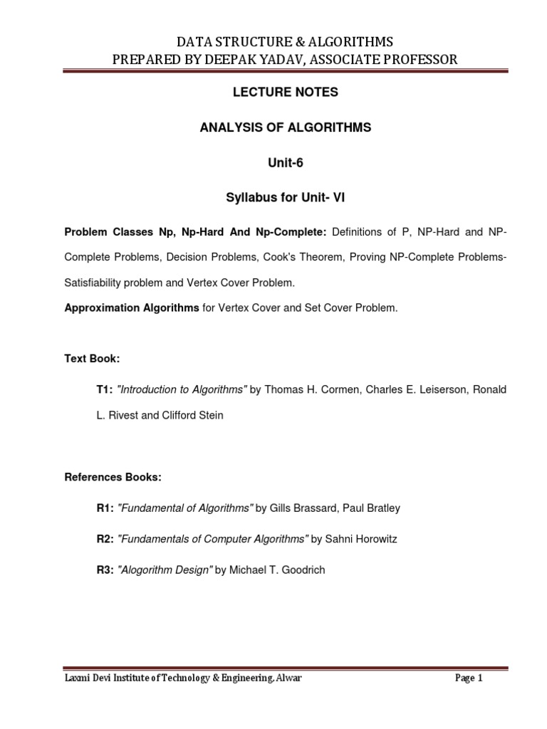 DAA Unit-6 | PDF | Computational Science | Theory Of Computation