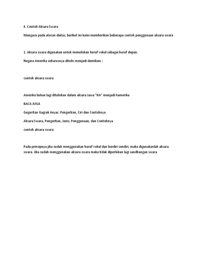 Panduan Aksara Swara | PDF