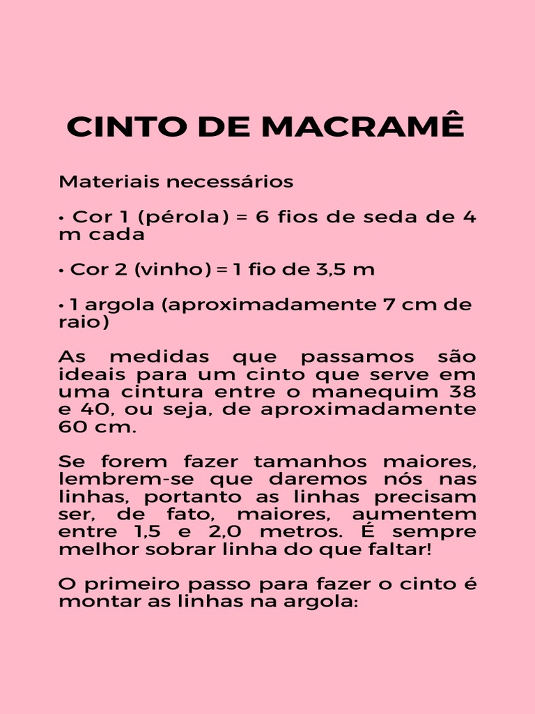 Guia de Cinto de Macramê DIY | PDF | Casa e Jardim