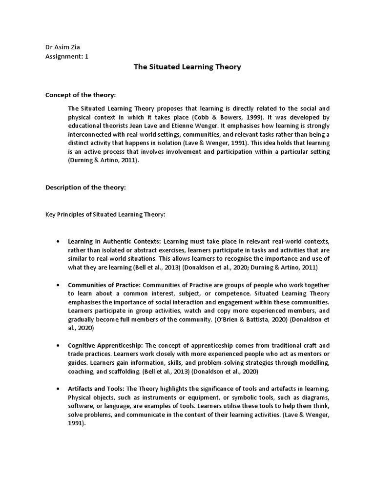 Situated Learning Theory | PDF | Learning | Simulation