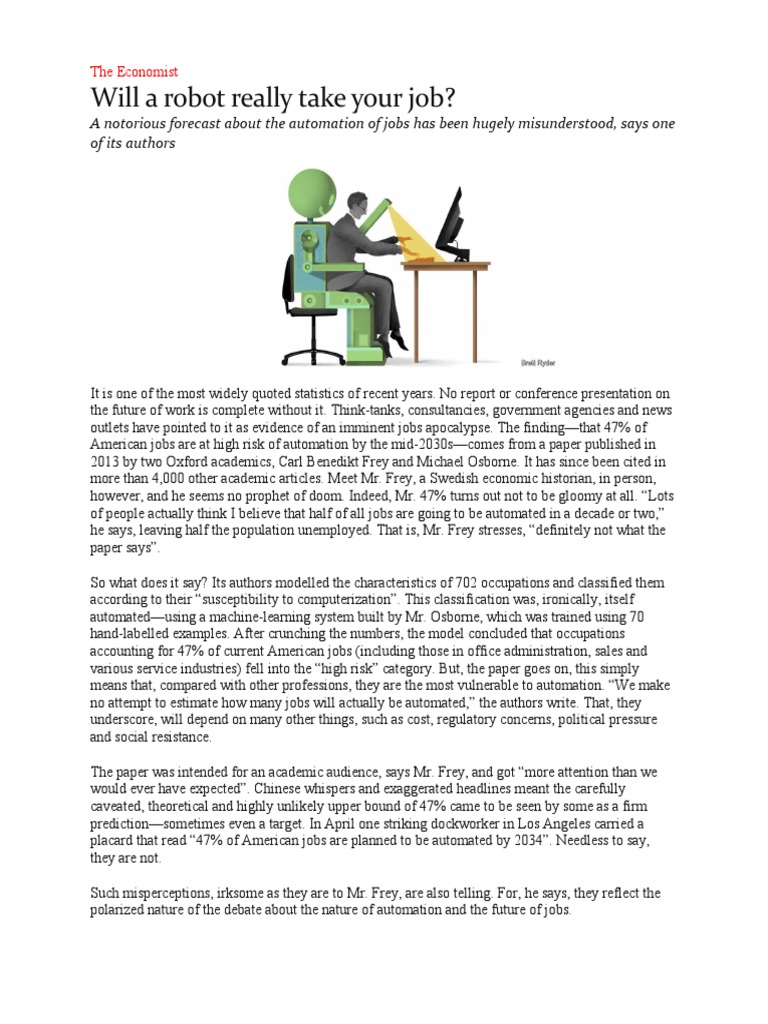 The Economist - Robot Take Over Jobs | PDF | Automation | Economies