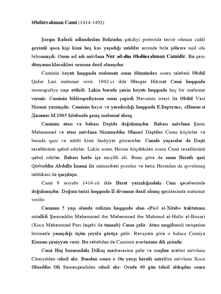 Əbdürrəhman Cami | PDF