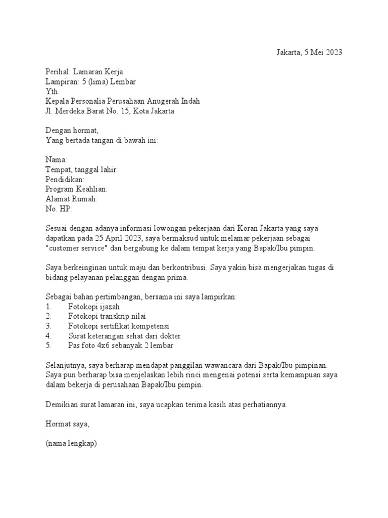 Contoh Surat Lamaran 2024 | PDF | Karier & Perkembangan | Bisnis