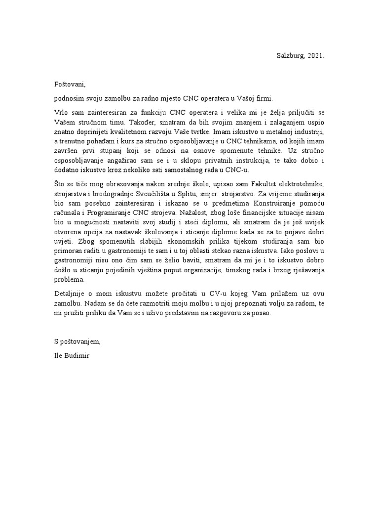 Zamolba - Ile Budimir | PDF