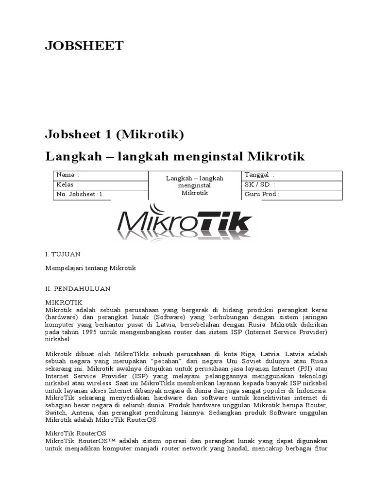Jobsheet Mikrotik | PDF