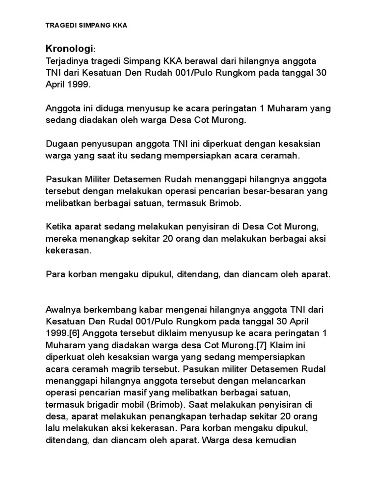 Tragedi Simpang KKA: Kronologi Kekerasan | PDF | Perjalanan