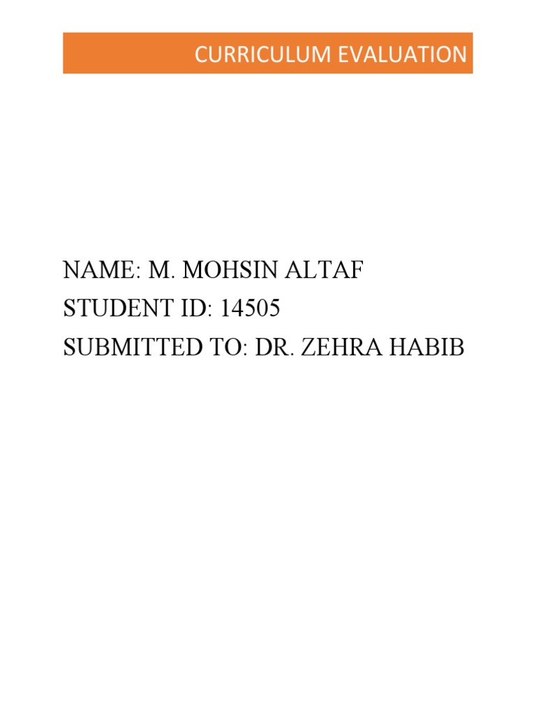 Curriculum Evaluation Assignment | PDF | Evaluation | Curriculum