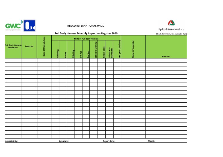 FBH Inspection Register | PDF