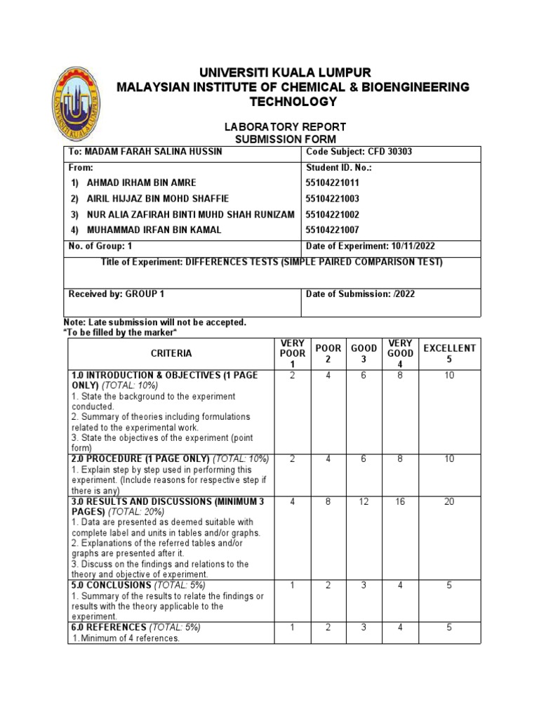 Lab Report 3 Differences Tets (Simple Paired Comparison Test) | PDF