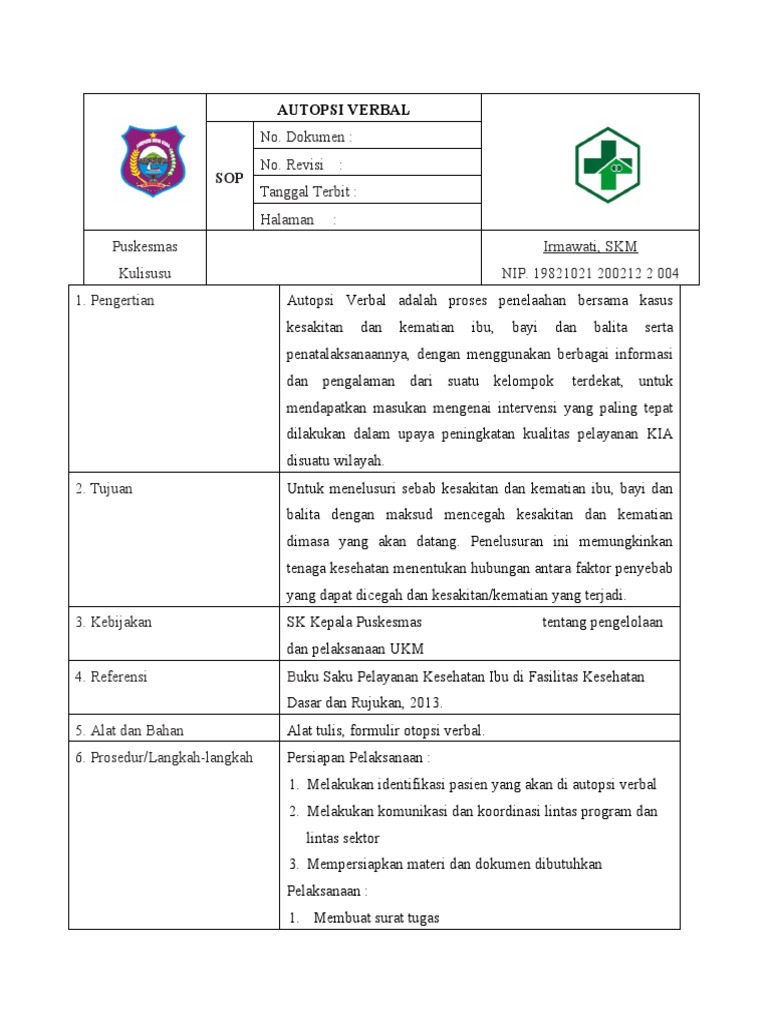 Sop Autopsi Verbal | PDF