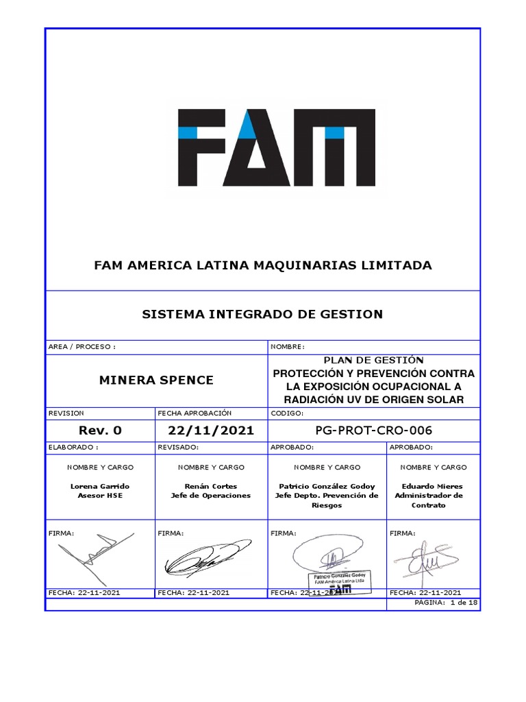 PG-PROT-CRO-006 Plan de Gestión RUV-Rev.0 | PDF | Ultravioleta ...