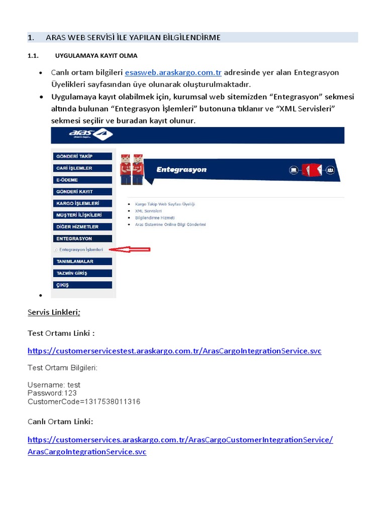 Aras Kargo Api Üyelik | PDF