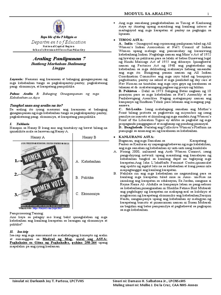 5.AP7 3rd QRT Module Aralin 5. Revalidated Dela Cruz | PDF