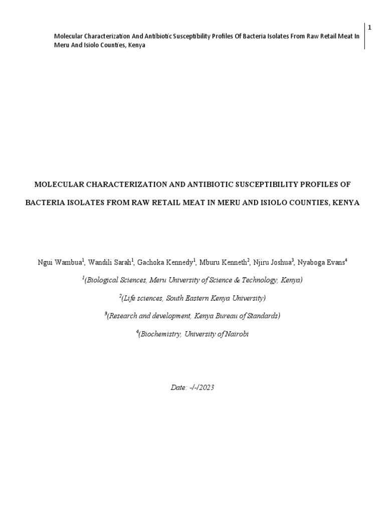 Bacteria in Meat From Meru and Isiolo Counties in Kenya | PDF ...