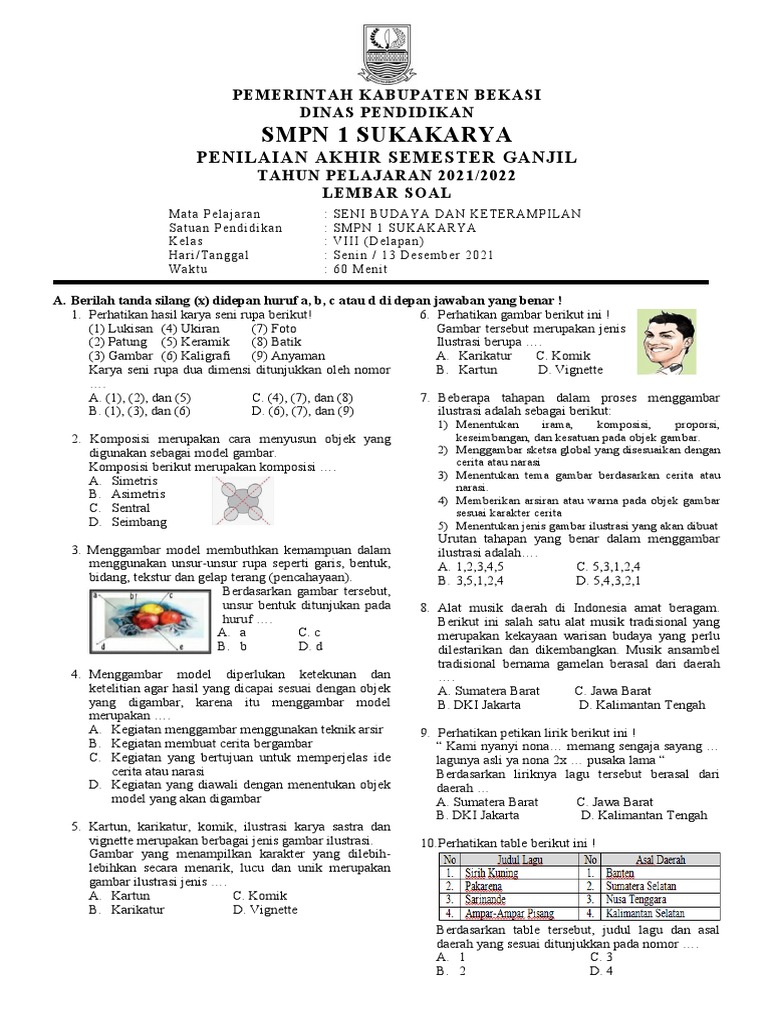 Soal SBK Viii Pas Ganjil 2021-2022 | PDF