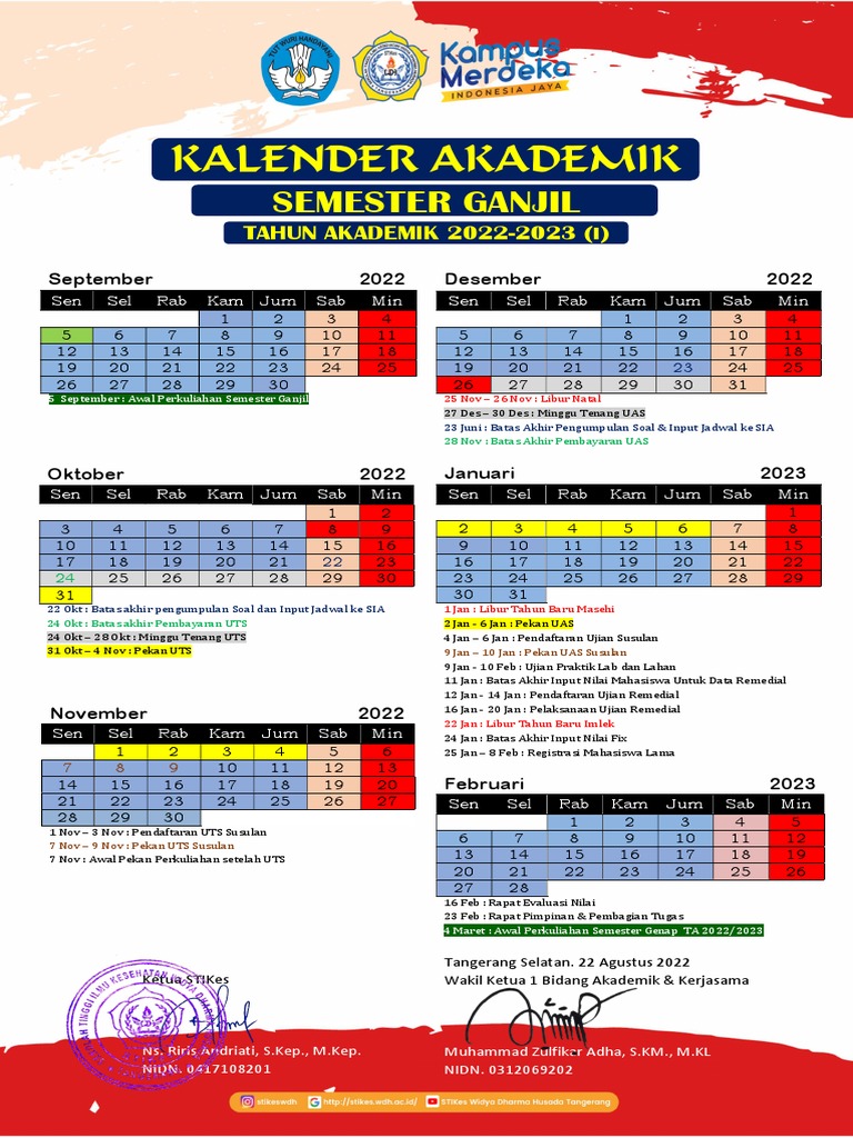 Kalender Akademik Semester Ganjil STIKes WDH TA 2022 - 2023 | PDF