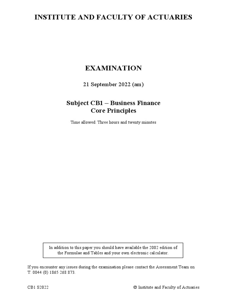 Actuarial Exam CB1 Business Finance | PDF | Preferred Stock | Equity ...