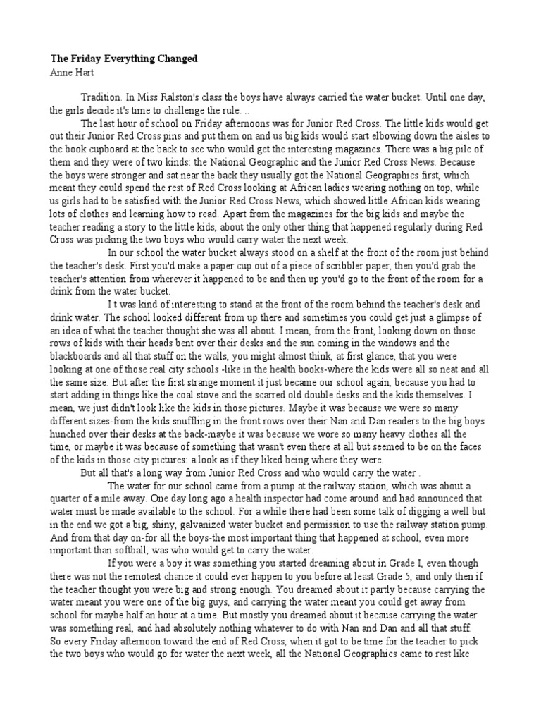 The Friday Everything Changed by Anne Hart | PDF