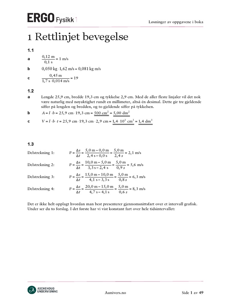 Fullstendige Løsninger ERGO 1 Kapittel 1 | PDF