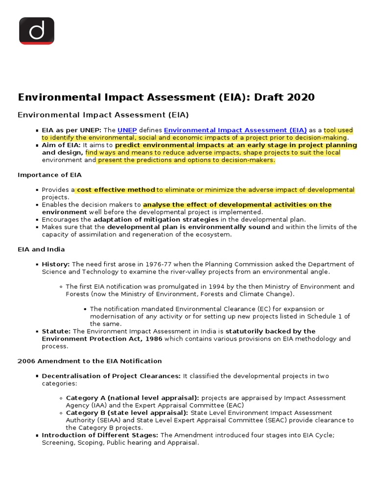 EIA Draft 2020 | PDF