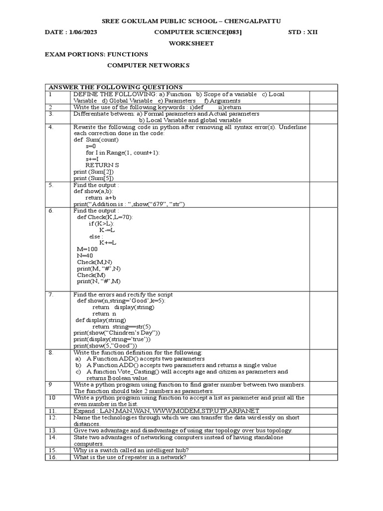 Std Xii Worksheet 1062023 Pdf 