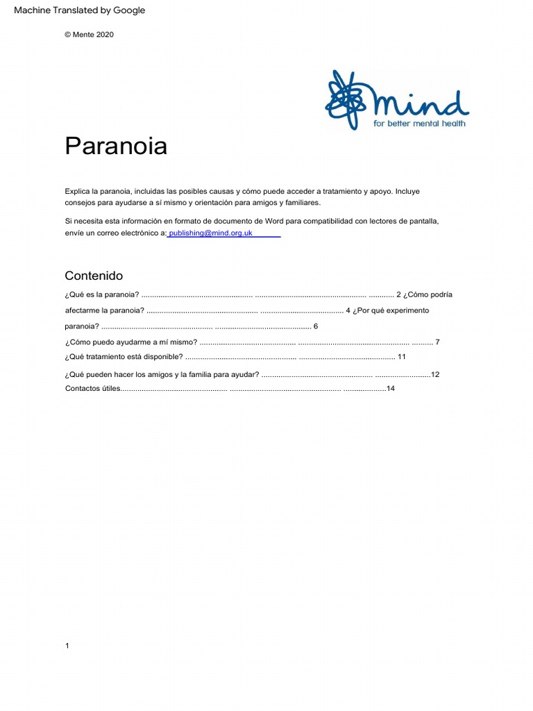 Paranoia 2020 | PDF | Terapia de conducta cognitiva | Pensamiento