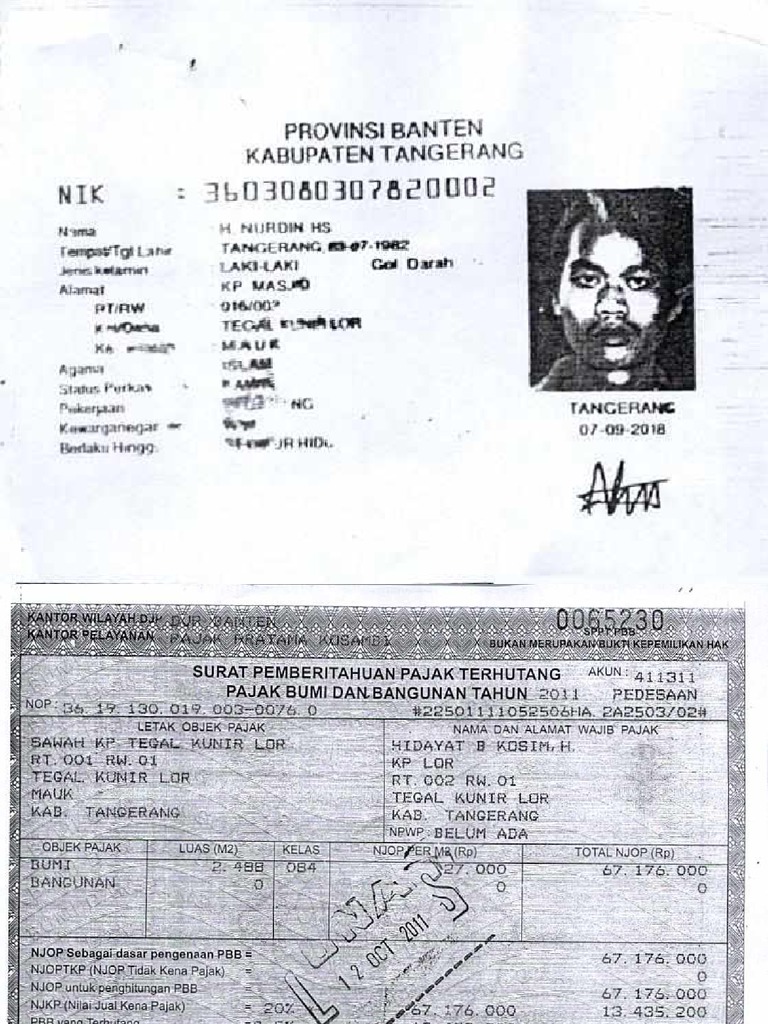 NIK 36fl3O6O3O782WJ0: Provinsi Banten Kabupaten Tangerang | PDF