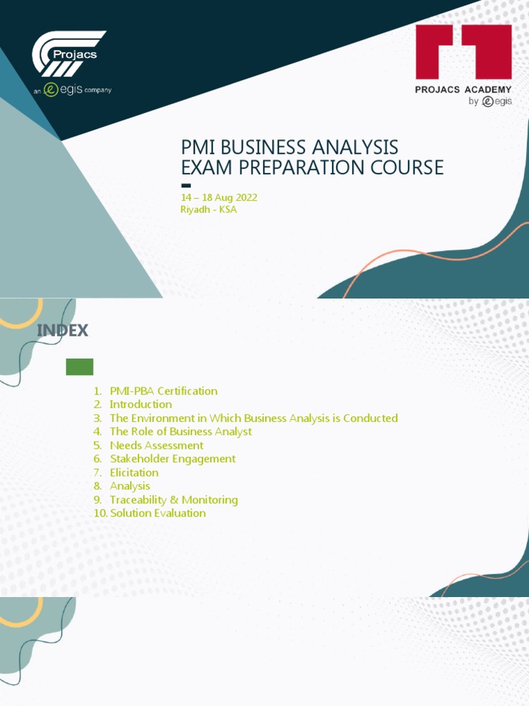 العرض التقديميpmi Pba | PDF | Business Analysis | Project Management
