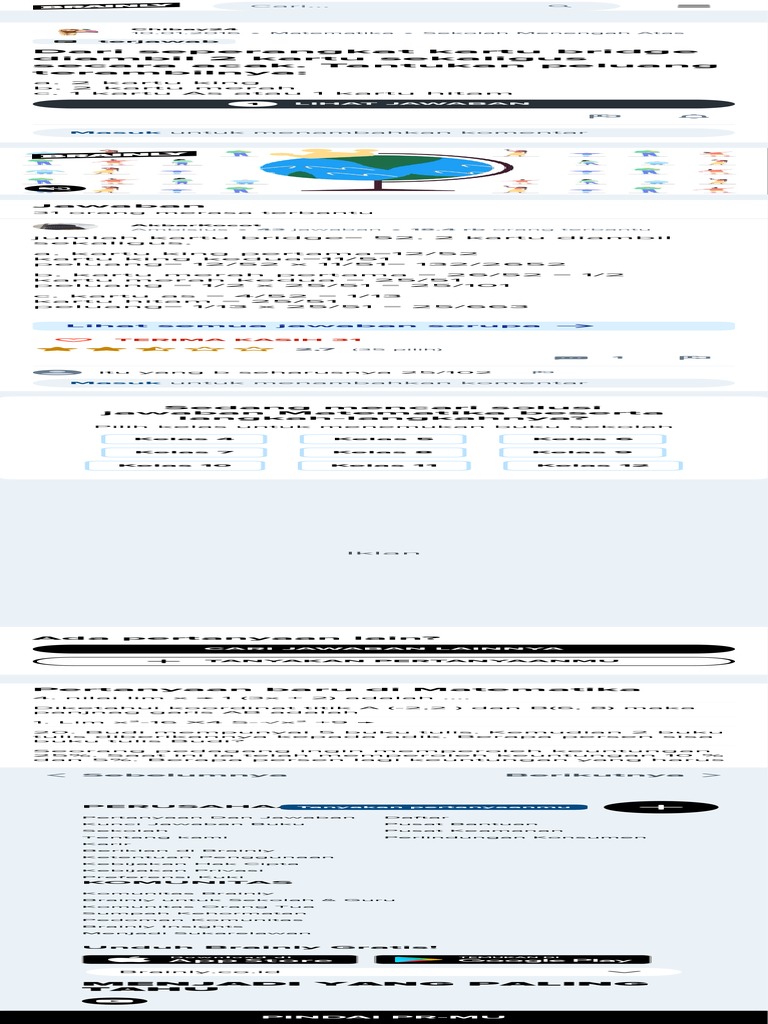 Dari Seperangkat Kartu Bridge Diambil 2 Kartu Sekaligus Secara Acak. Tantukan Peluang - Brainly ...