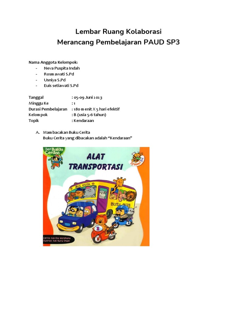 Lembar Kerja R. Kolaborasi Modul PAUD SP3 | PDF