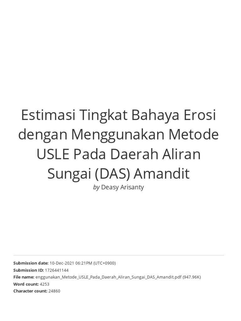 Turnitin-Estimasi Tingkat Bahaya Erosi Dengan Menggunakan Metode USLE ...