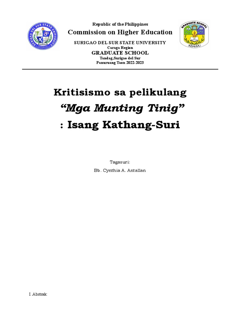 Munting Tinig Pagsusuri | PDF