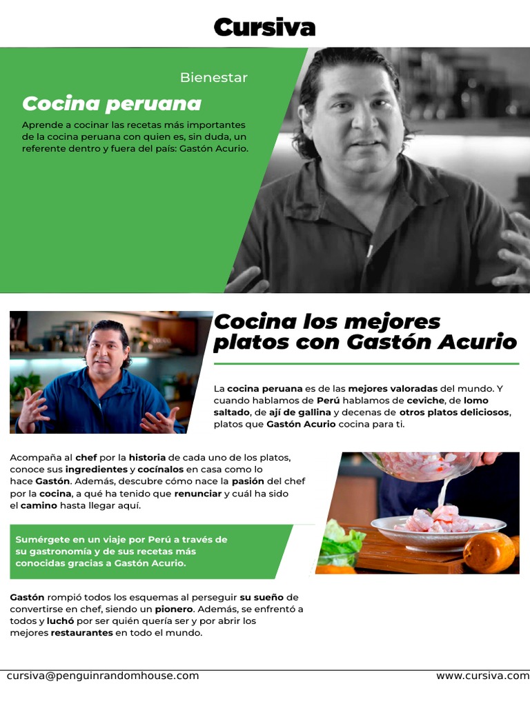 Cocina Peruana: Cocina Los Mejores Platos Con Gastón Acurio | PDF