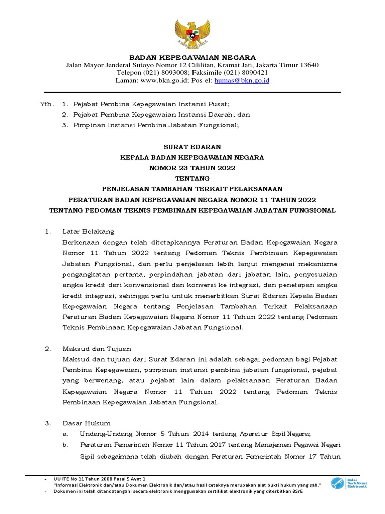Surat Edaran Nomor 23 Tahun 2022 | PDF