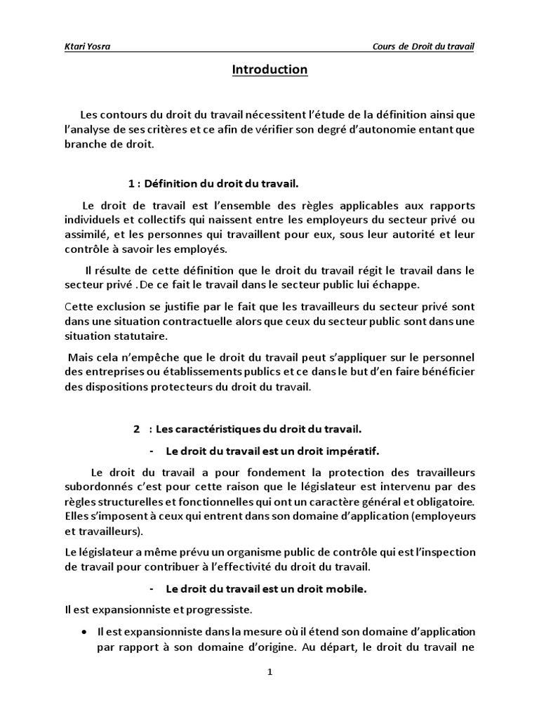 Introduction au Droit du Travail | PDF | Droit