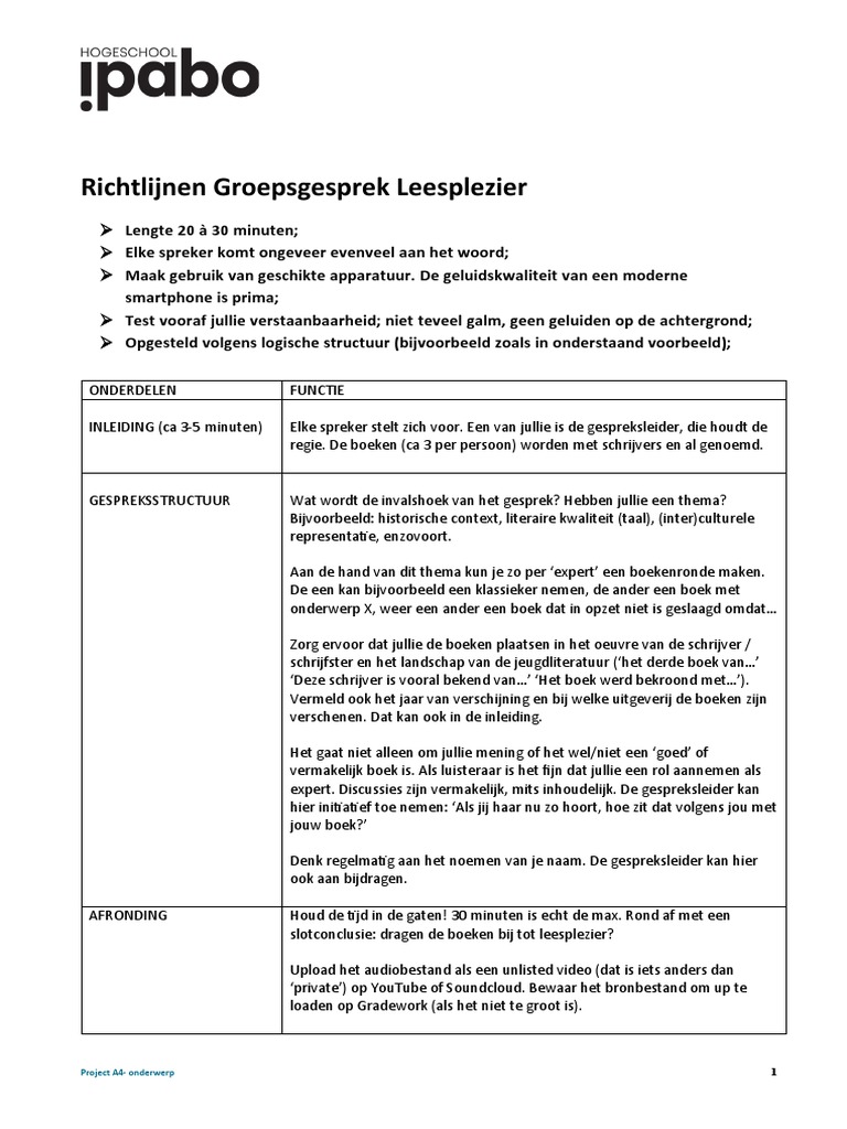 groepsgesprek sjabloon | PDF