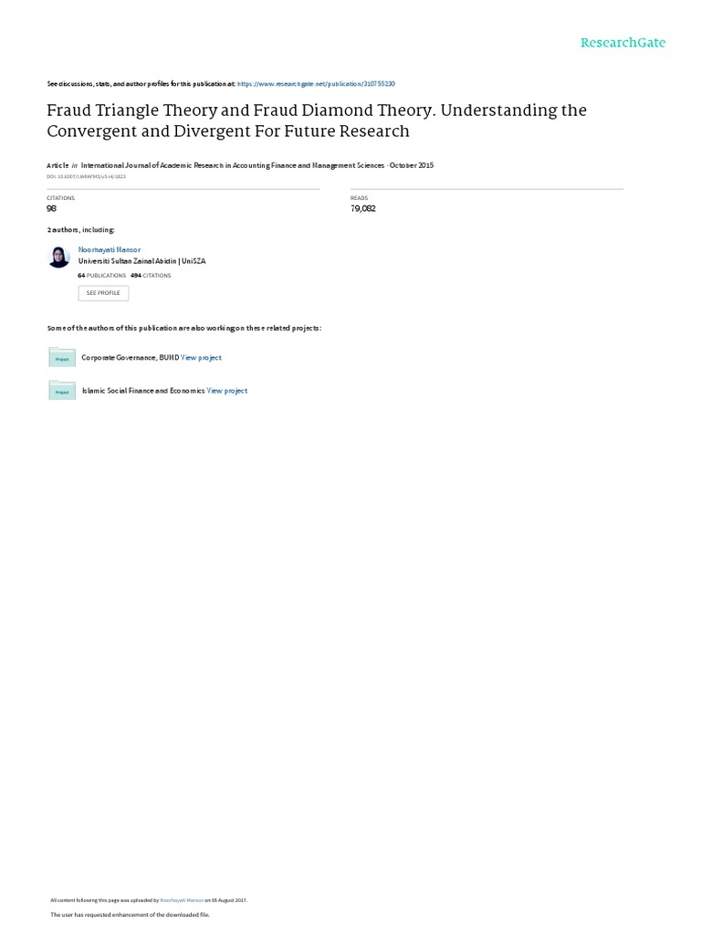 Fraud Triangle Theory and Fraud Diamond Theory Und | PDF | Fraud | Audit