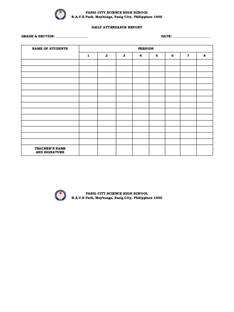 Daily Attendance Report | PDF