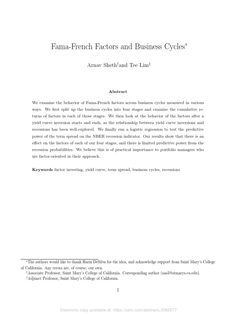 Fama-French Factors and Business Cycles | PDF | Yield Curve | Recession