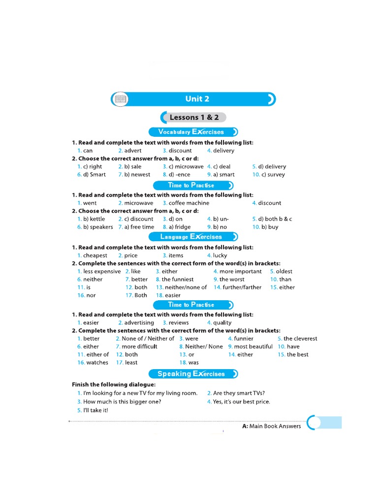 Prep 3 - Unit 2 - Answers | PDF | Foreign Language Studies