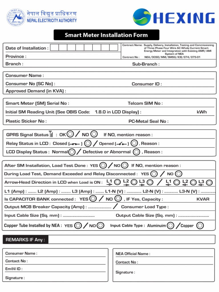 NEW Installation Form | PDF