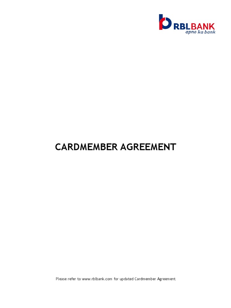 RBL CC Cardmember Agreement | PDF | Credit Card | Emv