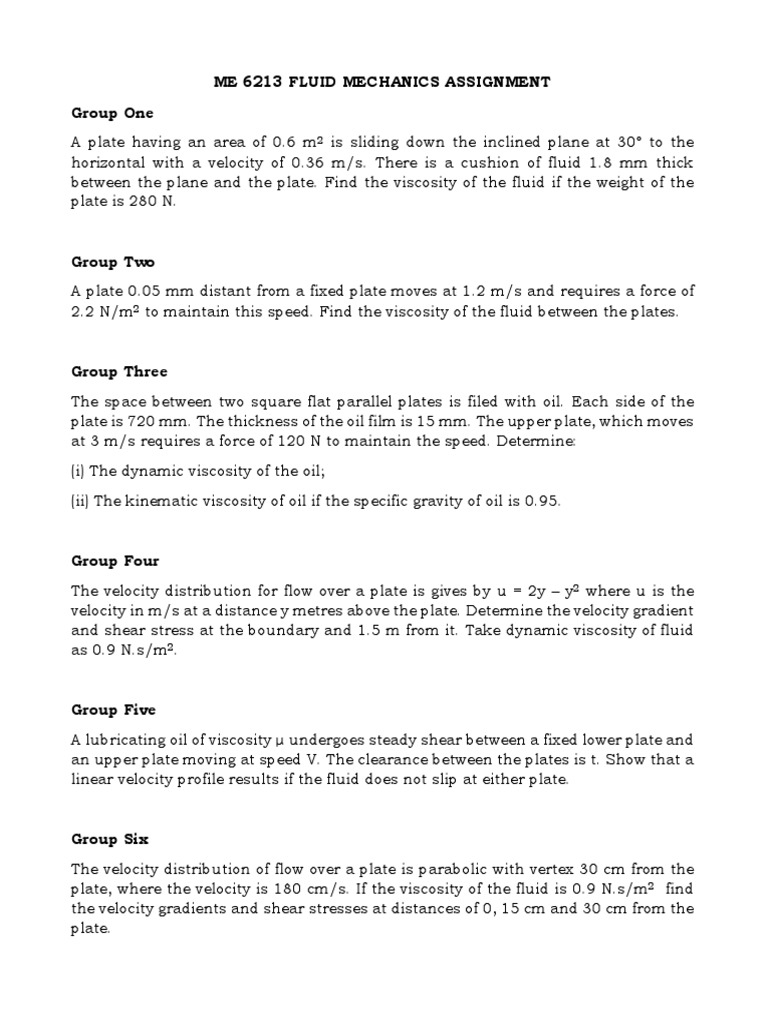 Diploma Assignment | PDF | Viscosity | Shear Stress