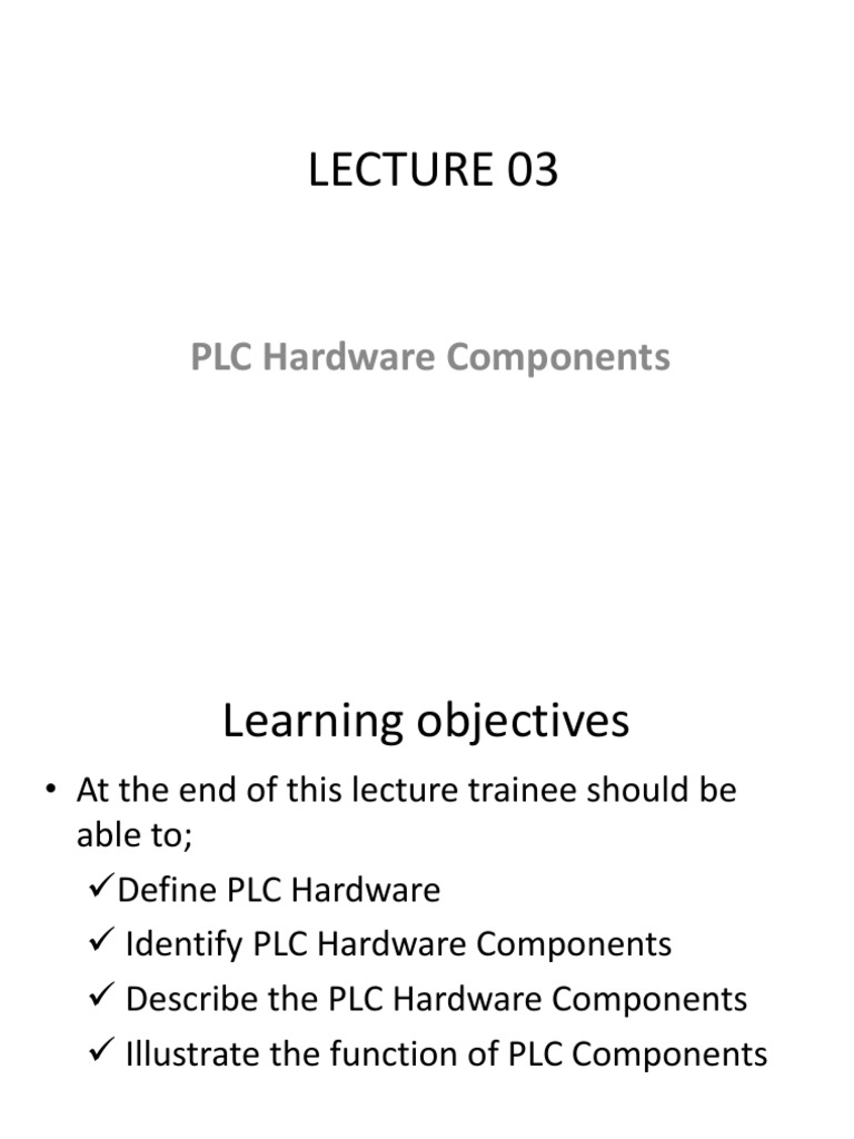 3 Plc Hardware Components Pdf Programmable Logic Controller