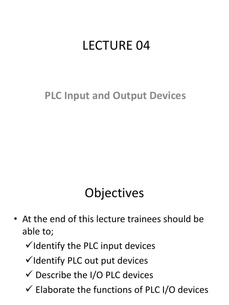 4.PLC I-O Devices and Peripherals | PDF | Switch | Programmable Logic ...