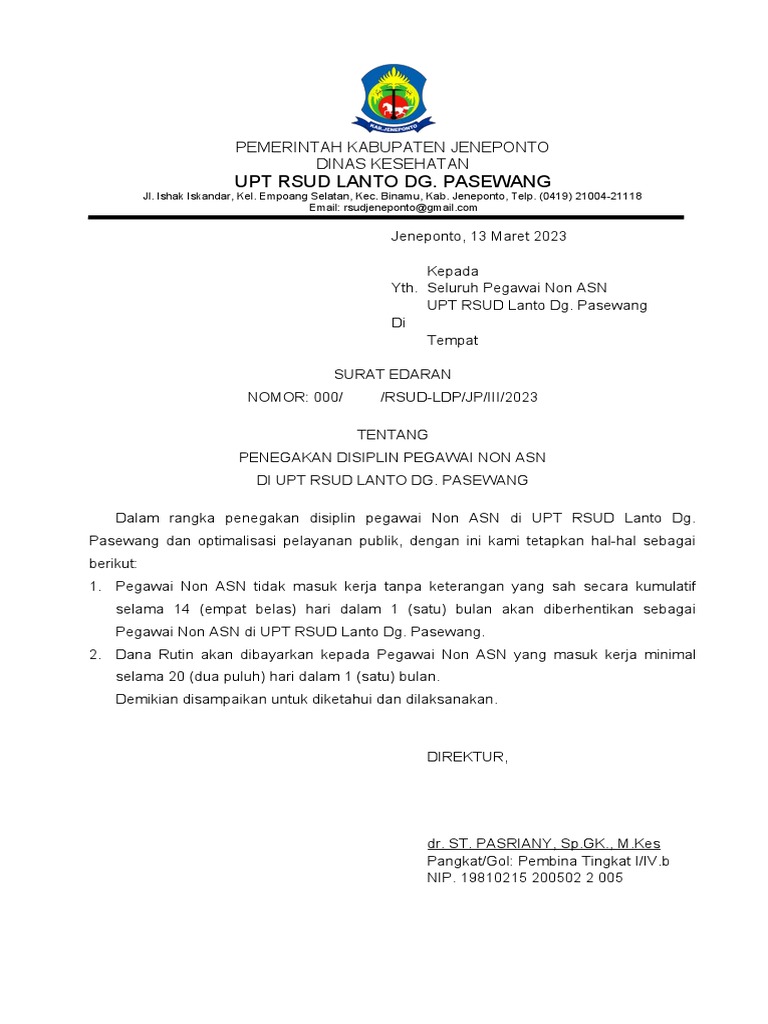 EDARAN KEHADIRAN PEGAWAI NON ASN | PDF