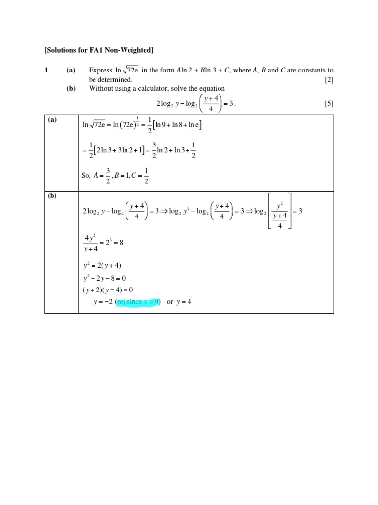Solution For Formative Assessment 1 (Non-Weighted) 2 | PDF | Asymptote | Mathematical Physics
