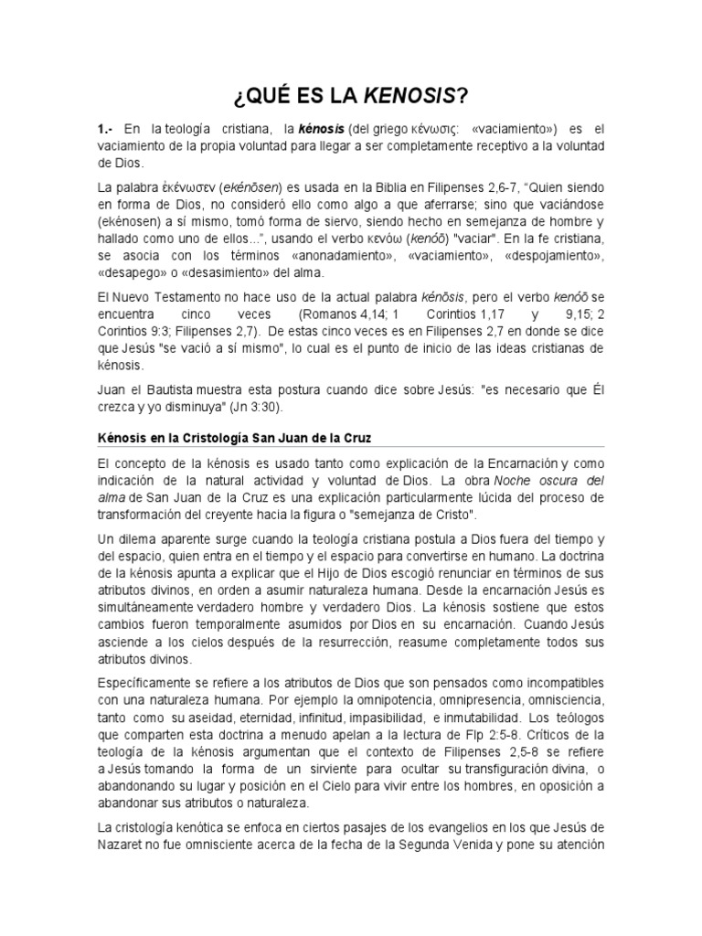 QUÉ ES LA KENOSIS | PDF | Creencia religiosa y doctrina | Teología