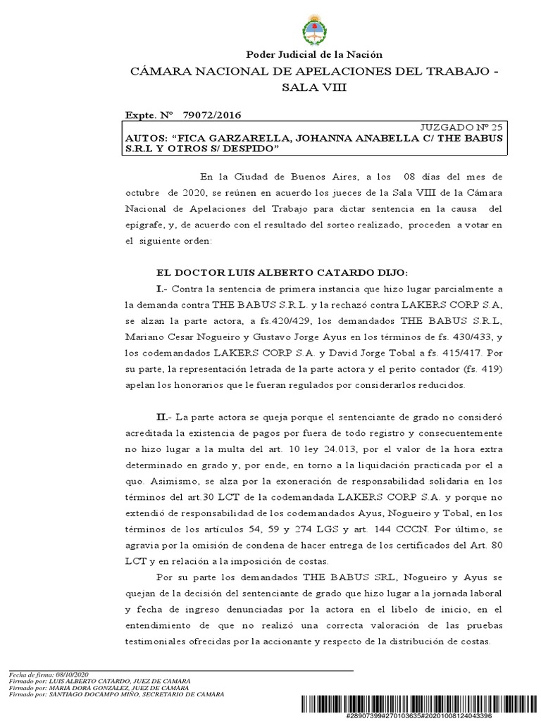 Fallo 2 | PDF | Sentencia (ley) | Salario