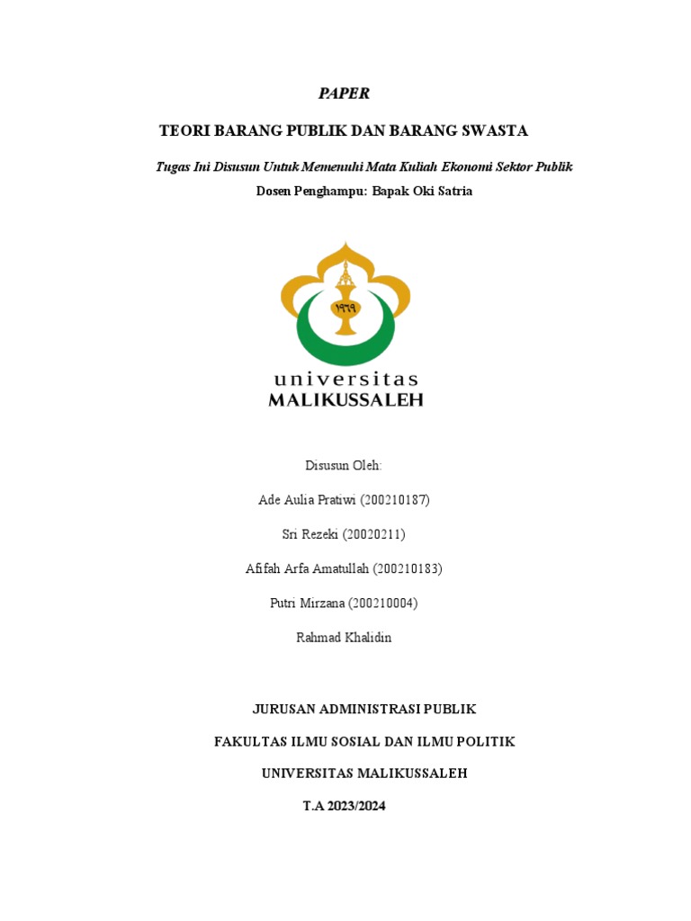 Teori Barang Publik dan Swasta | PDF